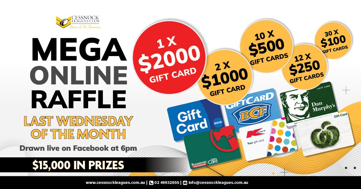 Monthly Mega Online Raffle - $15,000 in prizes - MAY2025
