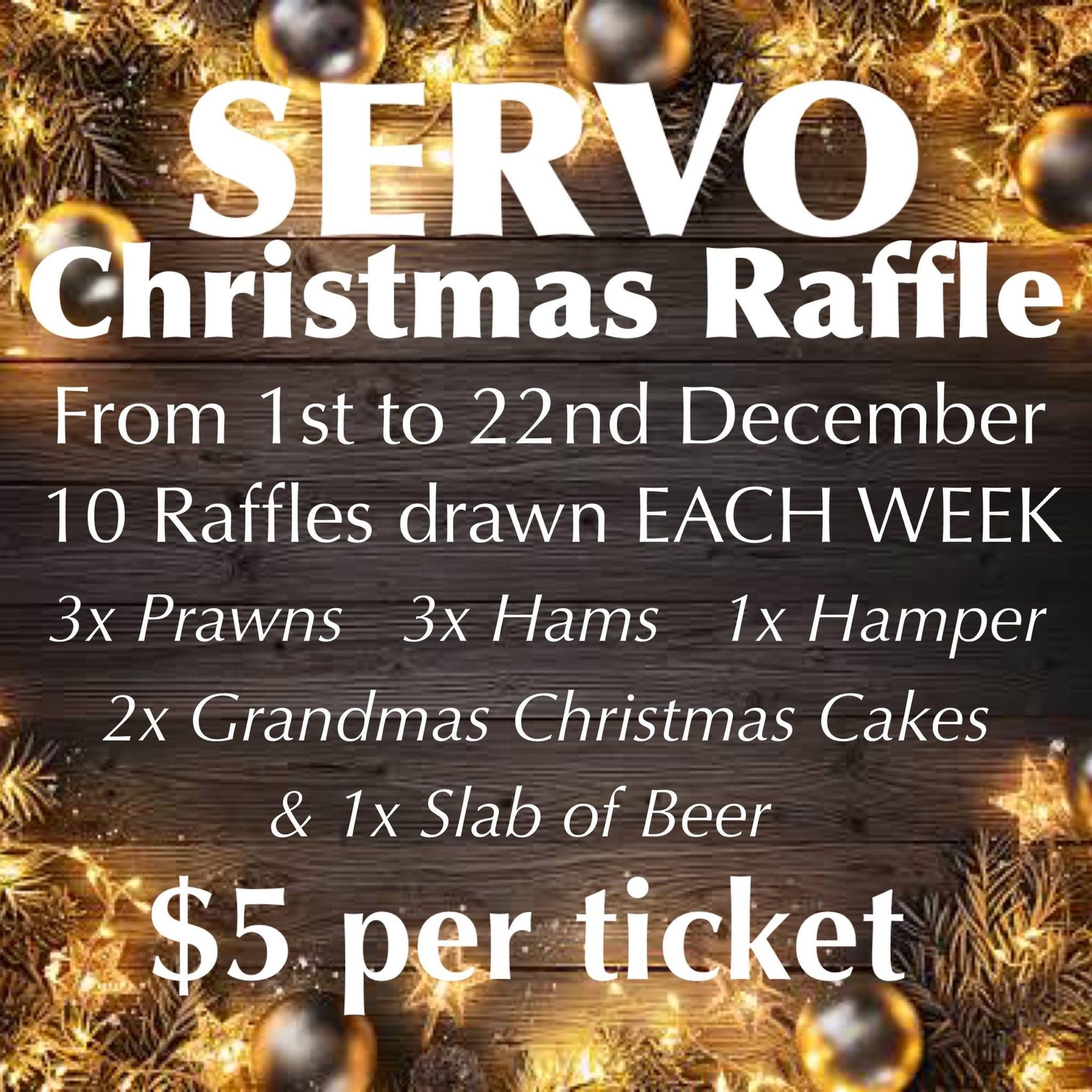 WEEKLY CHRISTMAS RAFFLE Thursday 8th December 2022