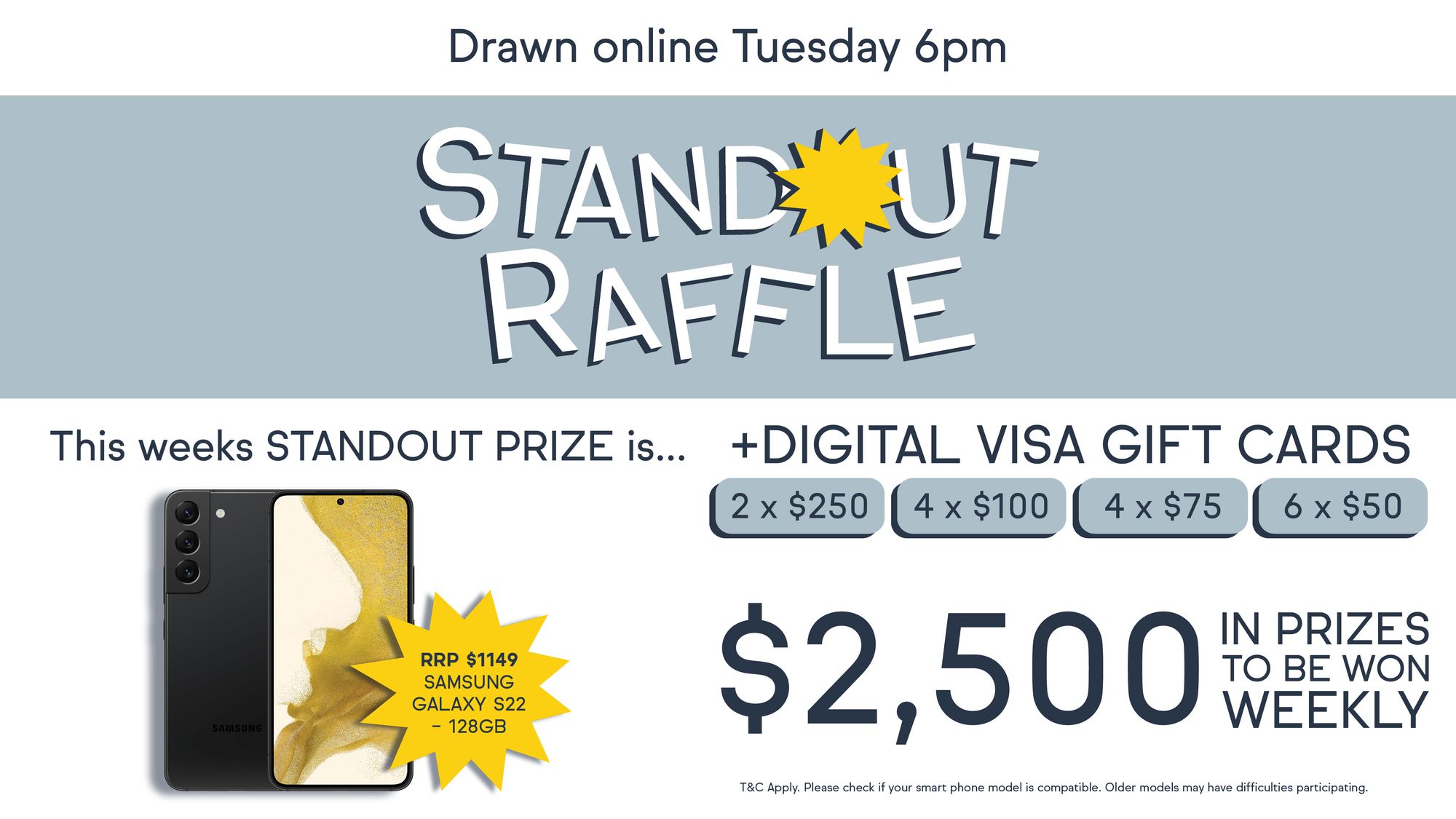 Standout Raffle: Samsung Galaxy S22 128GB + $1500 DIGITAL VISAS - 8th ...