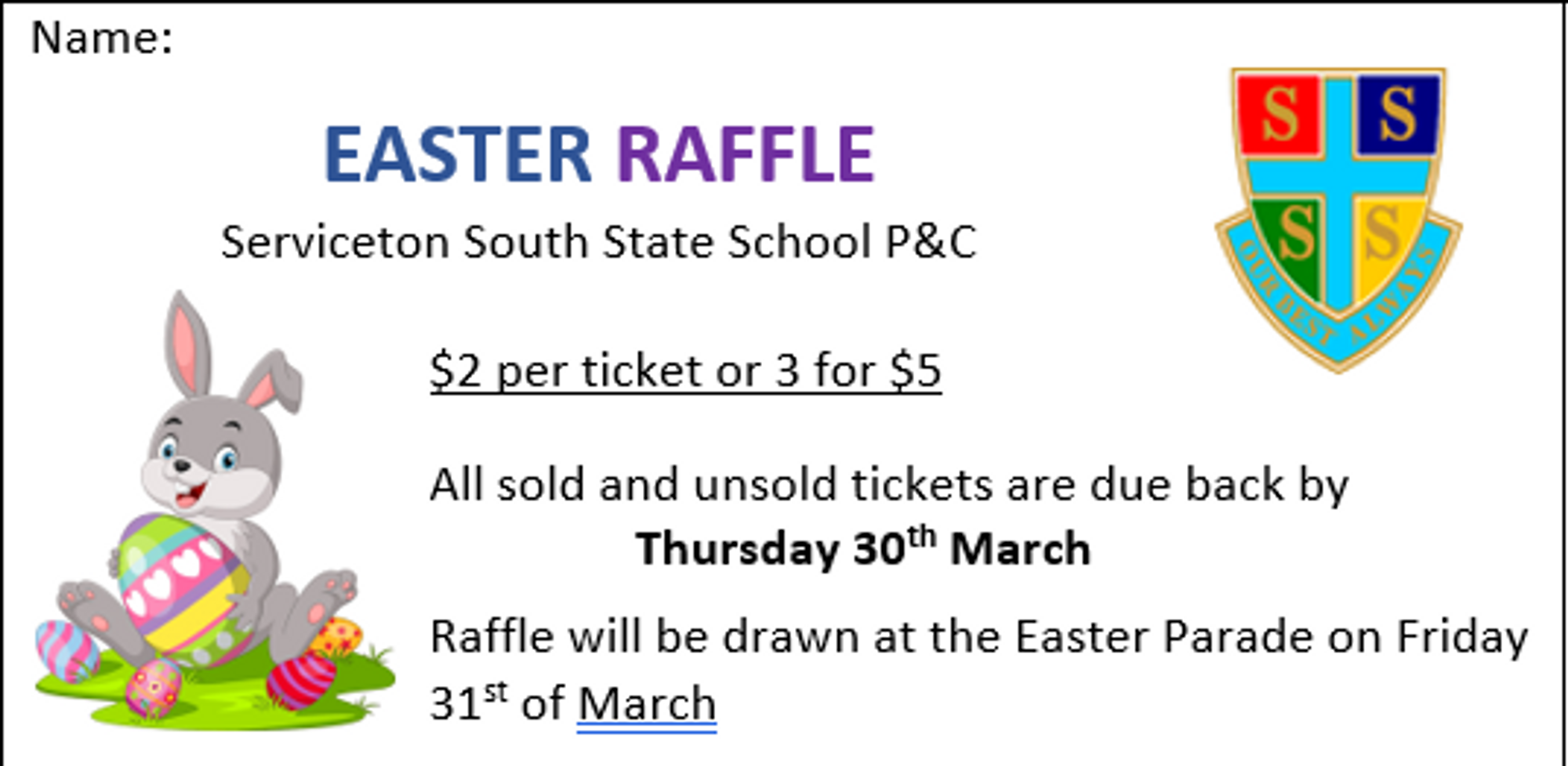 SSSS P&C Easter Raffle