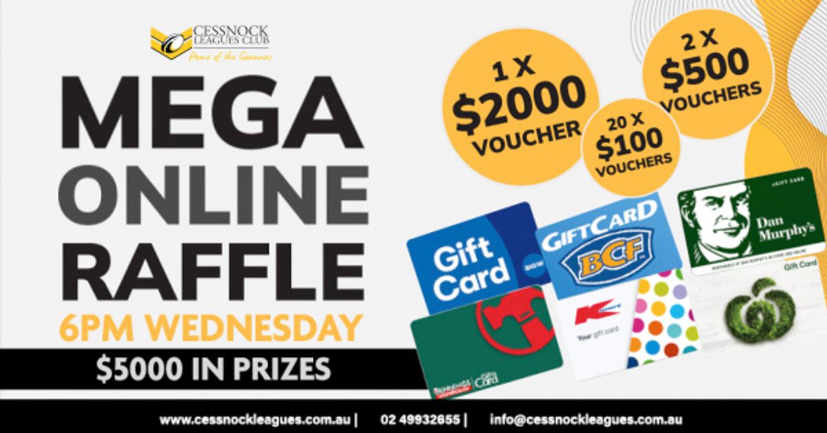 Wednesday $5000 Mega Online raffle