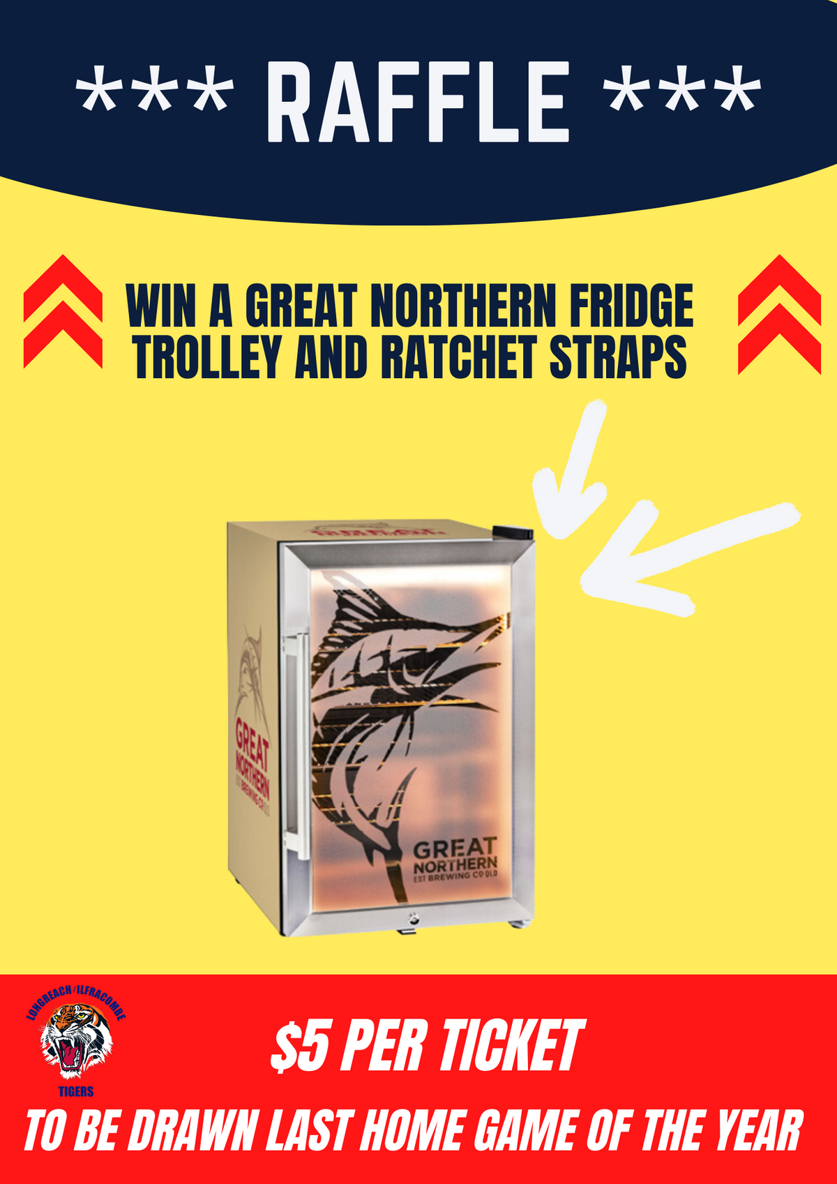 RaffleTix | Longreach/ Ilfracombe Tigers - Great Northern Bar Fridge
