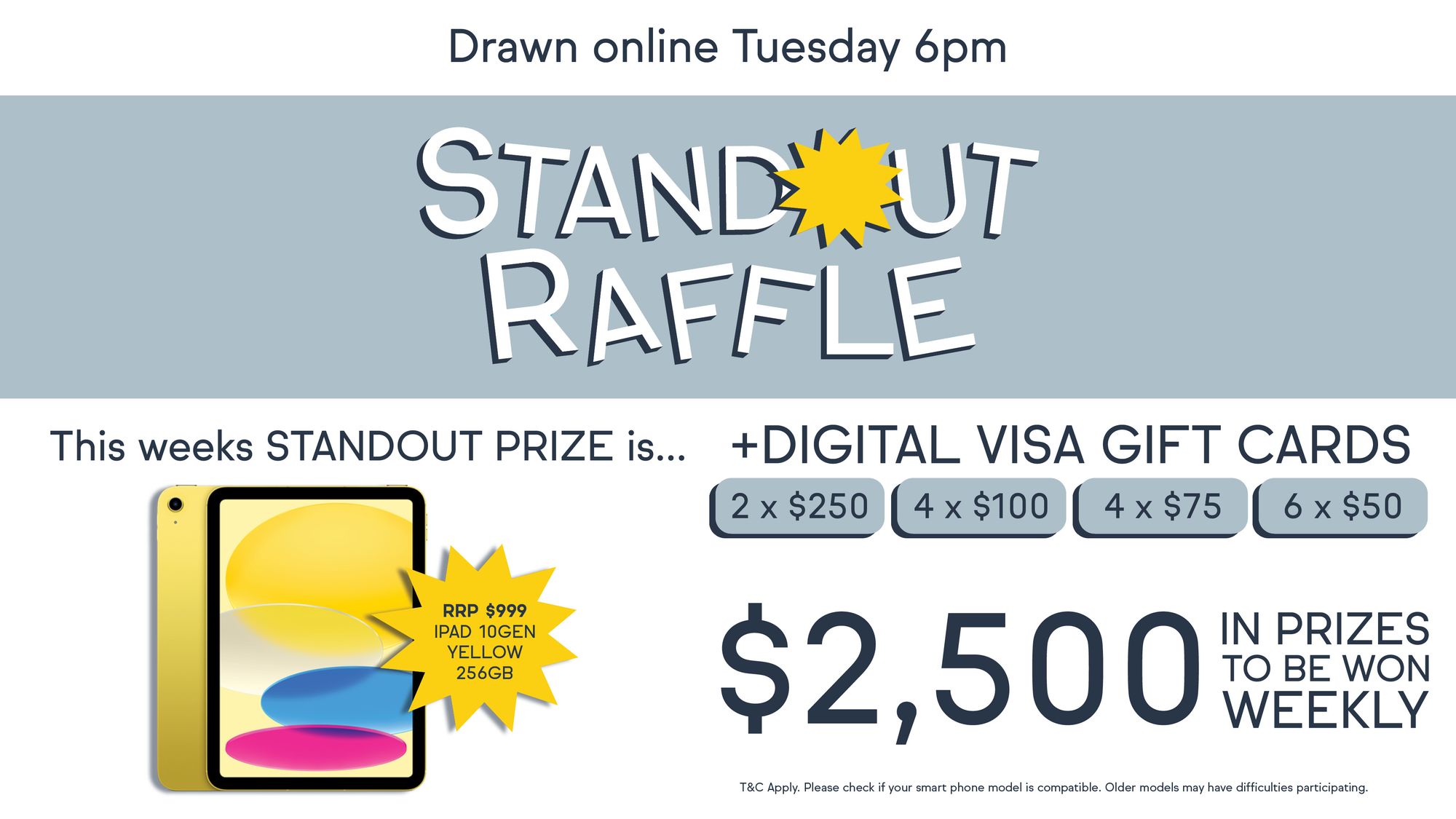 Standout Raffle: 10th Gen iPad + $1500 DIGITAL VISAS - 18th July 2023