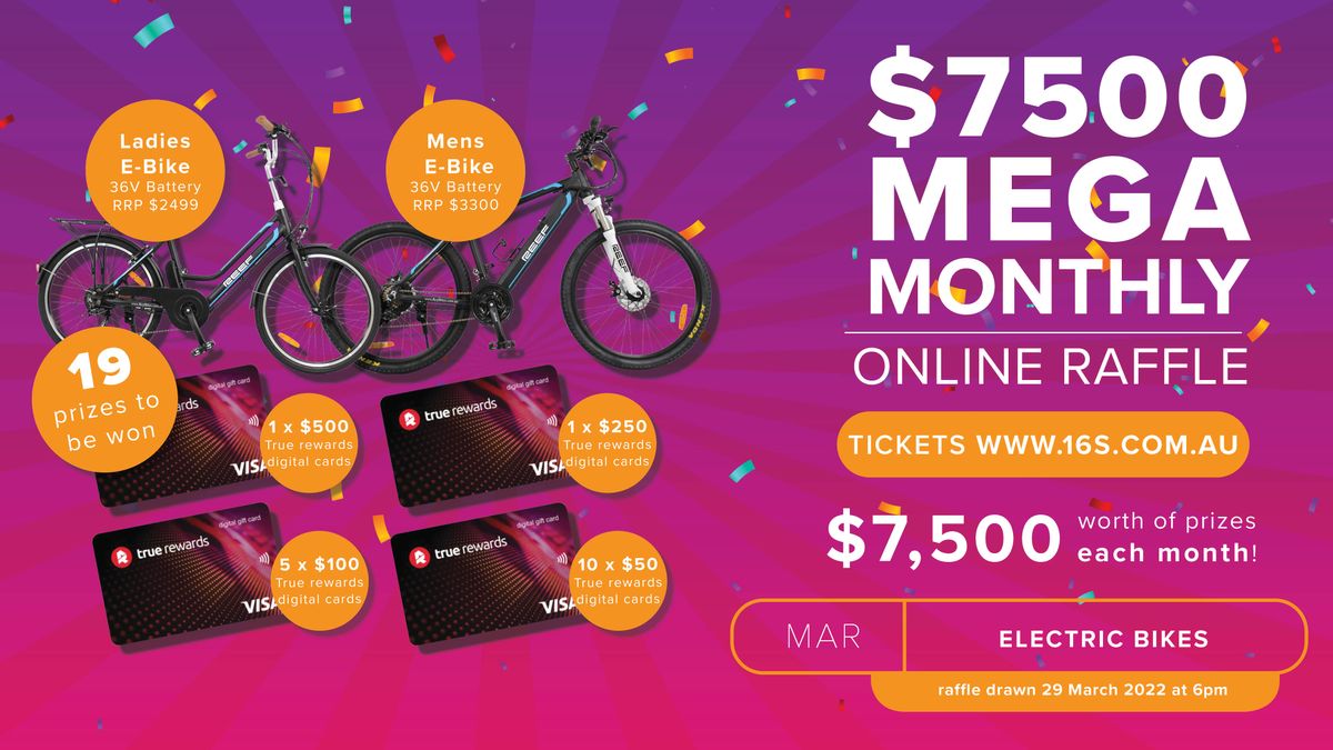 MARCH's Mega Monthly Online Raffle - win one of two Electric Bikes or DIGITAL VISA CARDS Total ...